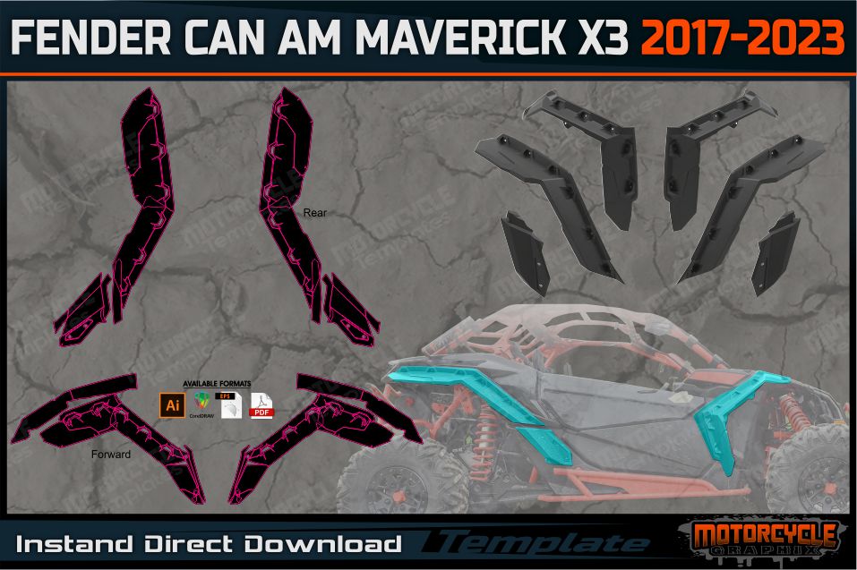 FENDER CAN AM MAVERICK X3 All Models X3 Max RS TURBO R 2017-2023 ...