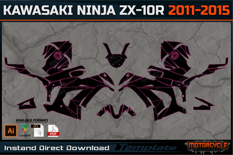 KAWASAKI NINJA ZX10R 2011-2015 ZX 10R – MOTORCYCLE TEMPLATES