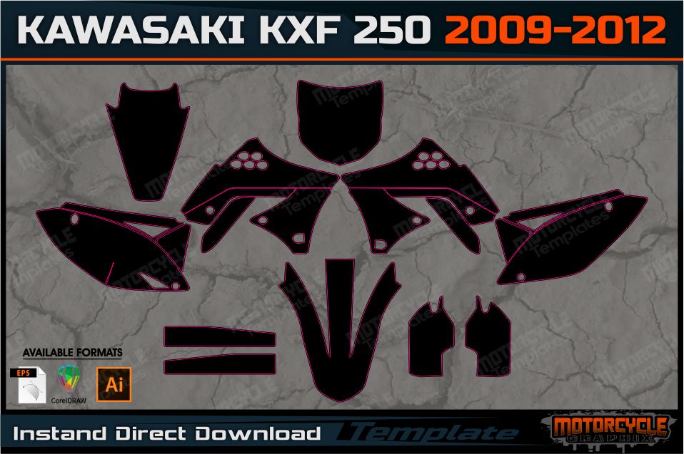 KAWASAKI KXF 250 KX 250F 2009-2012 – MOTORCYCLE TEMPLATES