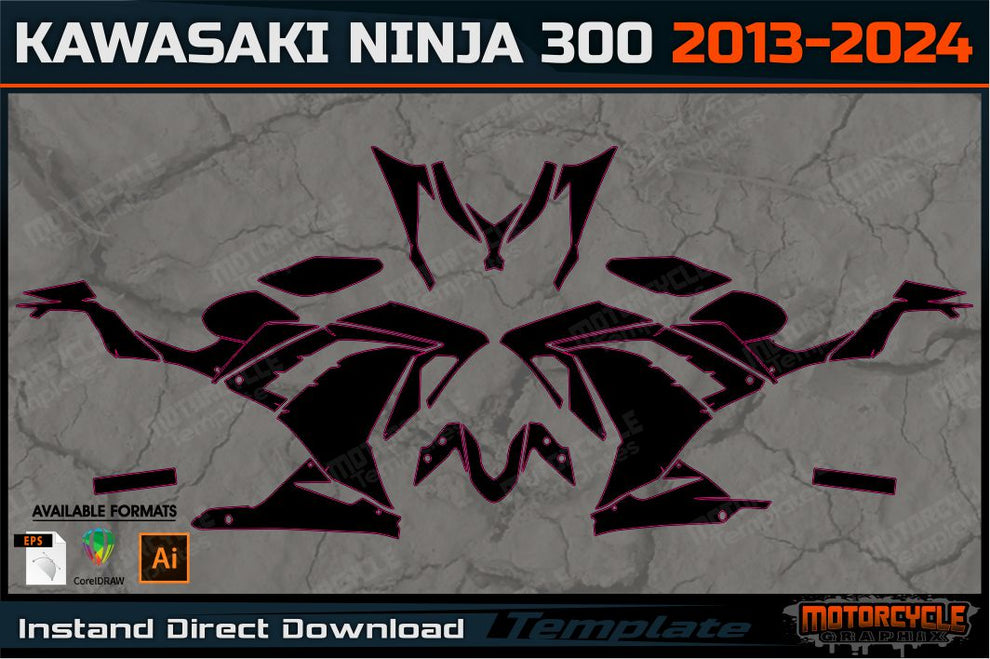 KAWASAKI NINJA 300 2013-2024 – MOTORCYCLE TEMPLATES
