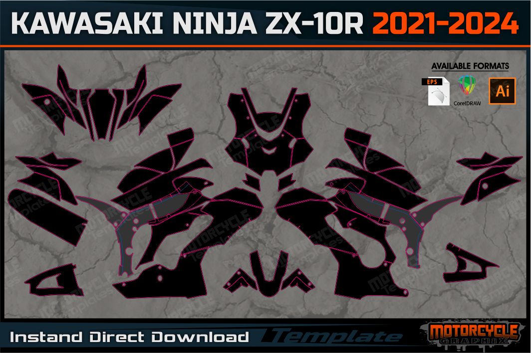 KAWASAKI NINJA ZX-10R 2021-2024 ZX10R – MOTORCYCLE TEMPLATES