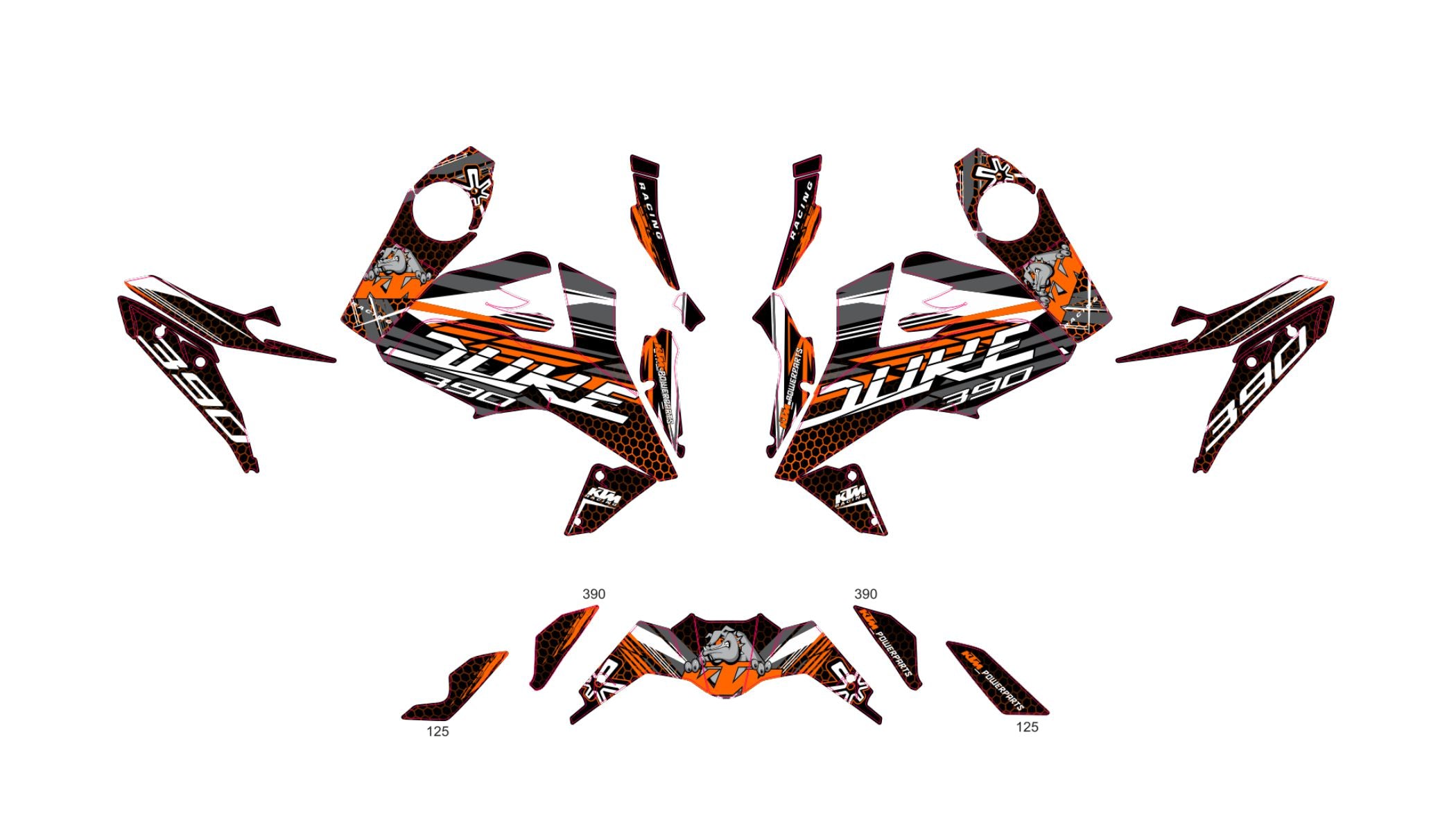 KTM DUKE 125 390 2017-2020 VECTOR GRAPHICS – MOTORCYCLE TEMPLATES